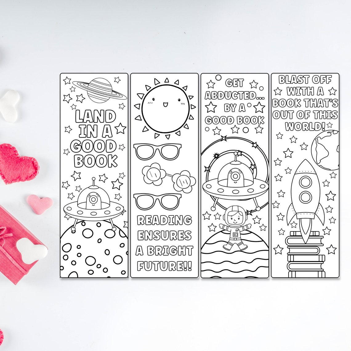 Alien Bookmark, Printable Bookmarks for Kids, Space Party Favors ...