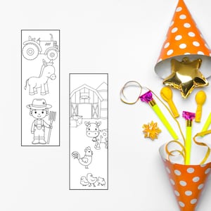 Tractor Bookmarks to Color, Farm Party Favors, Barnyard Party Supplies ...