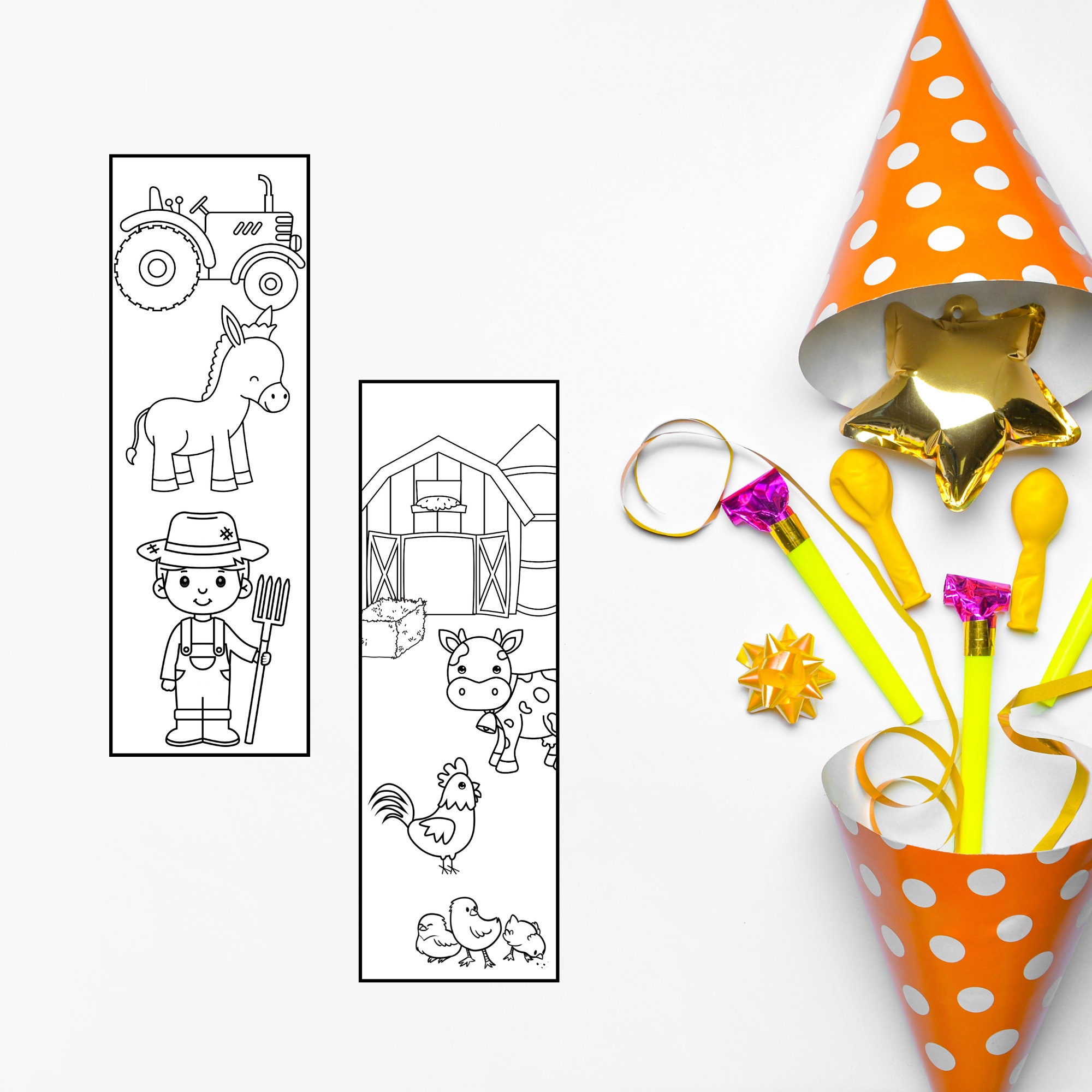 Tractor Bookmarks to Color, Farm Party Favors, Barnyard Party Supplies ...