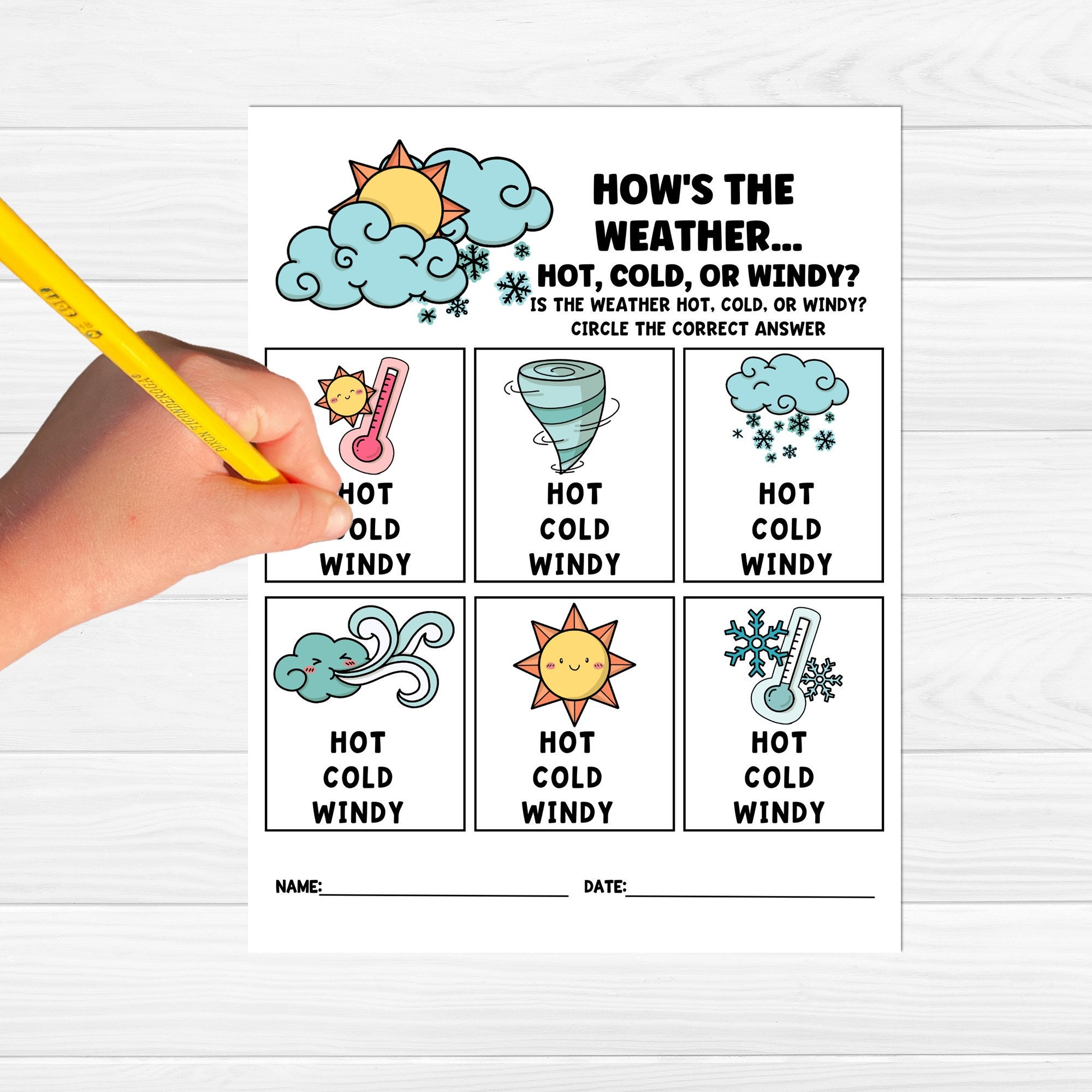 Printable Homeschool Worksheet, Weather Activities, Learning Materials ...