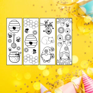 Bee Bookmarks to Color, Bee Lover Gift, Gnome Lover Gift, Honey Party ...