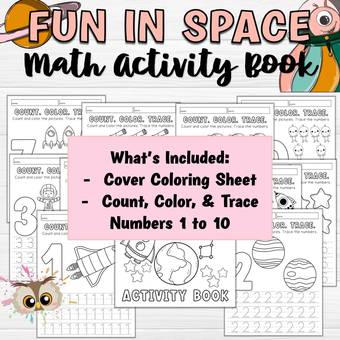 Space Activity Printable, Counting Activities, Kindergarten Tracing ...
