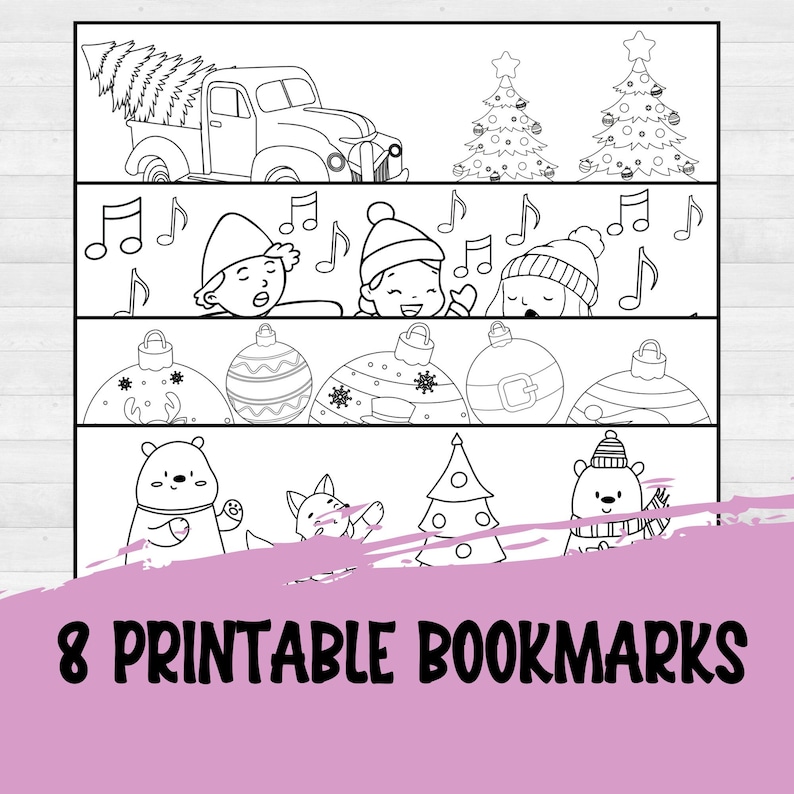 Christmas Activities for Kids, Holiday Bookmark, Printable Coloring ...