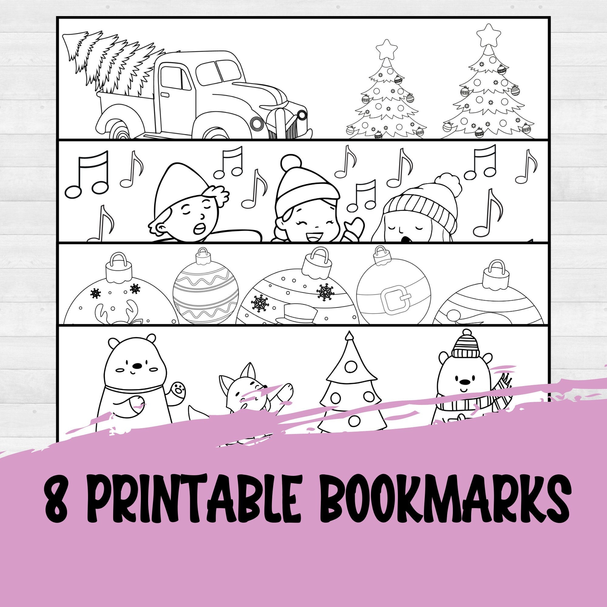 Christmas Activities for Kids, Holiday Bookmark, Printable Coloring ...