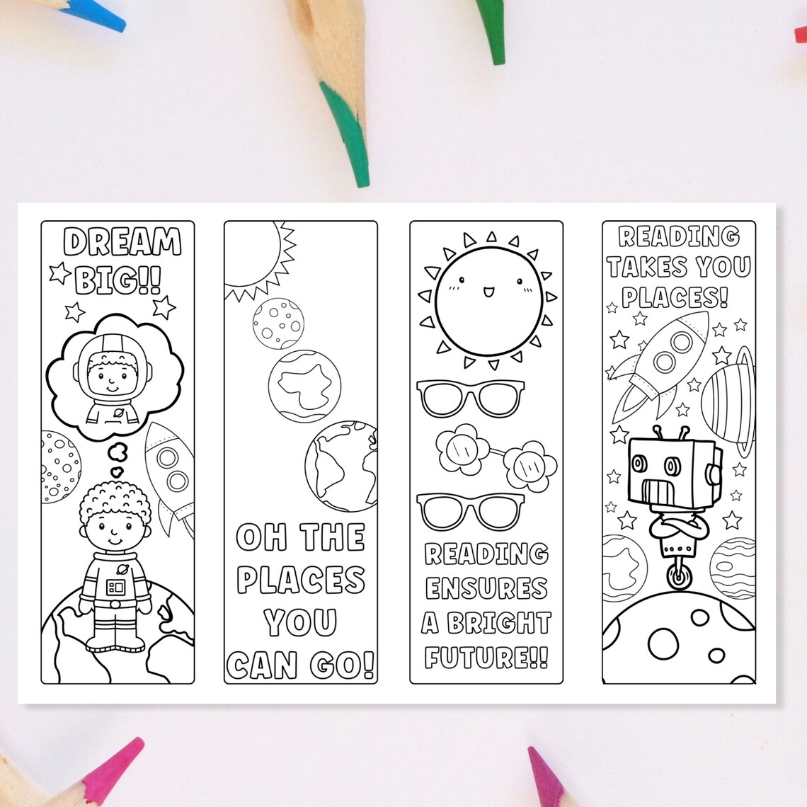 Alien Bookmark, Printable Bookmarks for Kids, Space Party Favors ...