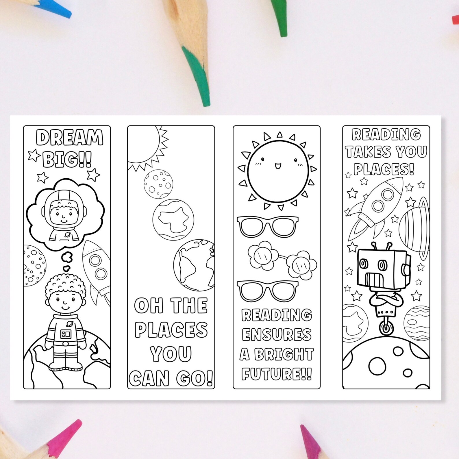Alien Bookmark, Printable Bookmarks for Kids, Space Party Favors ...
