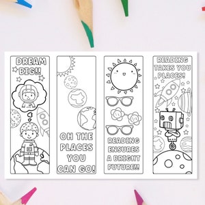Alien Bookmark, Printable Bookmarks for Kids, Space Party Favors ...
