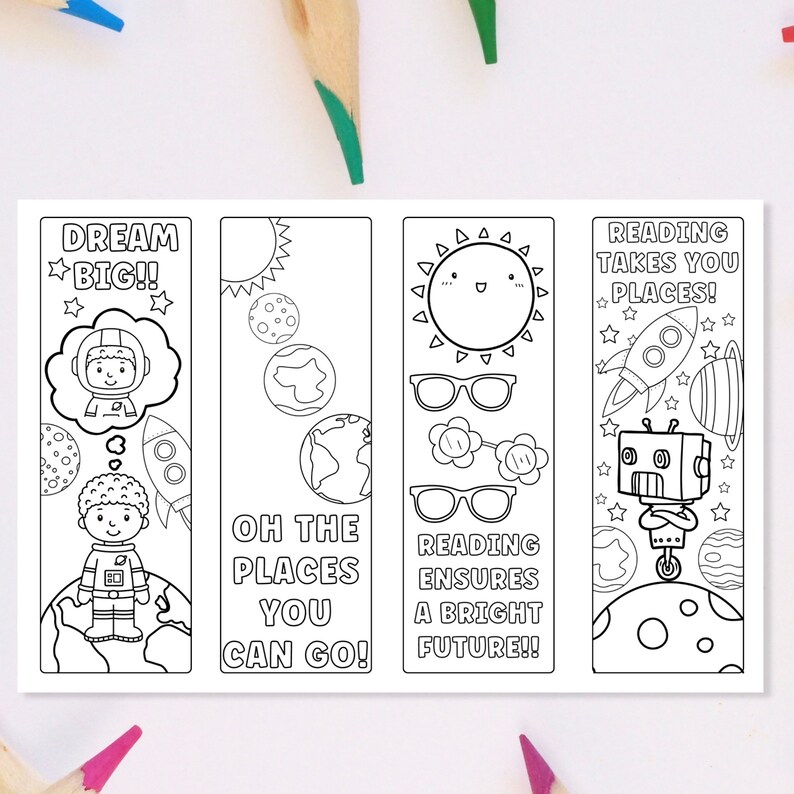 Alien Bookmark, Printable Bookmarks for Kids, Space Party Favors ...