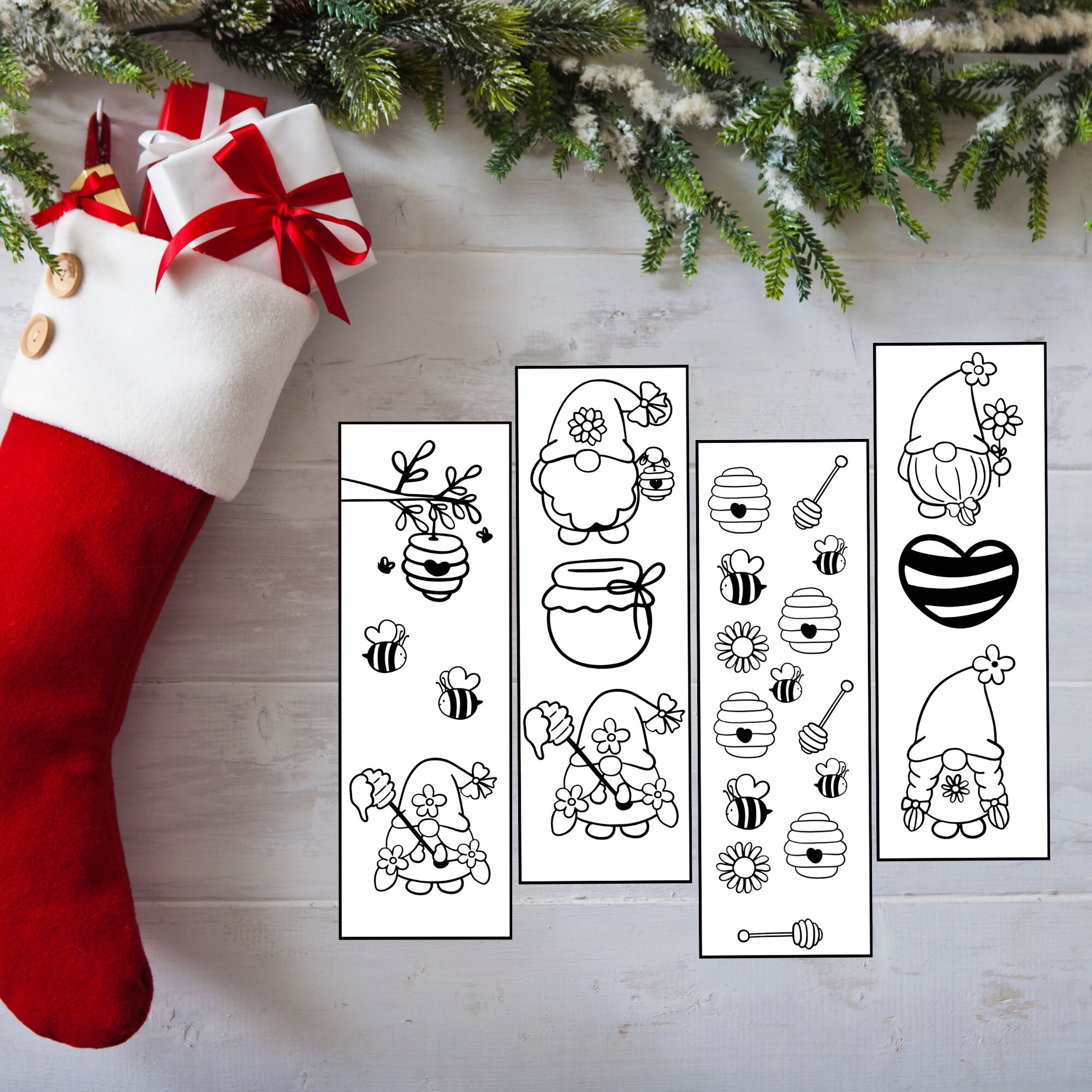 Bee Bookmarks to Color, Bee Lover Gift, Gnome Lover Gift, Honey Party ...
