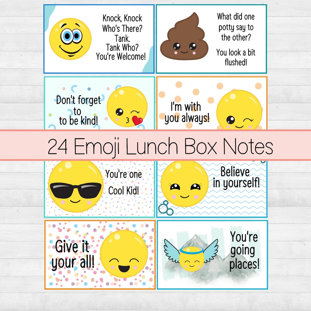 Emoji Gifts, Printable Lunchbox Notes, Lunch Box Cards for Kids ...