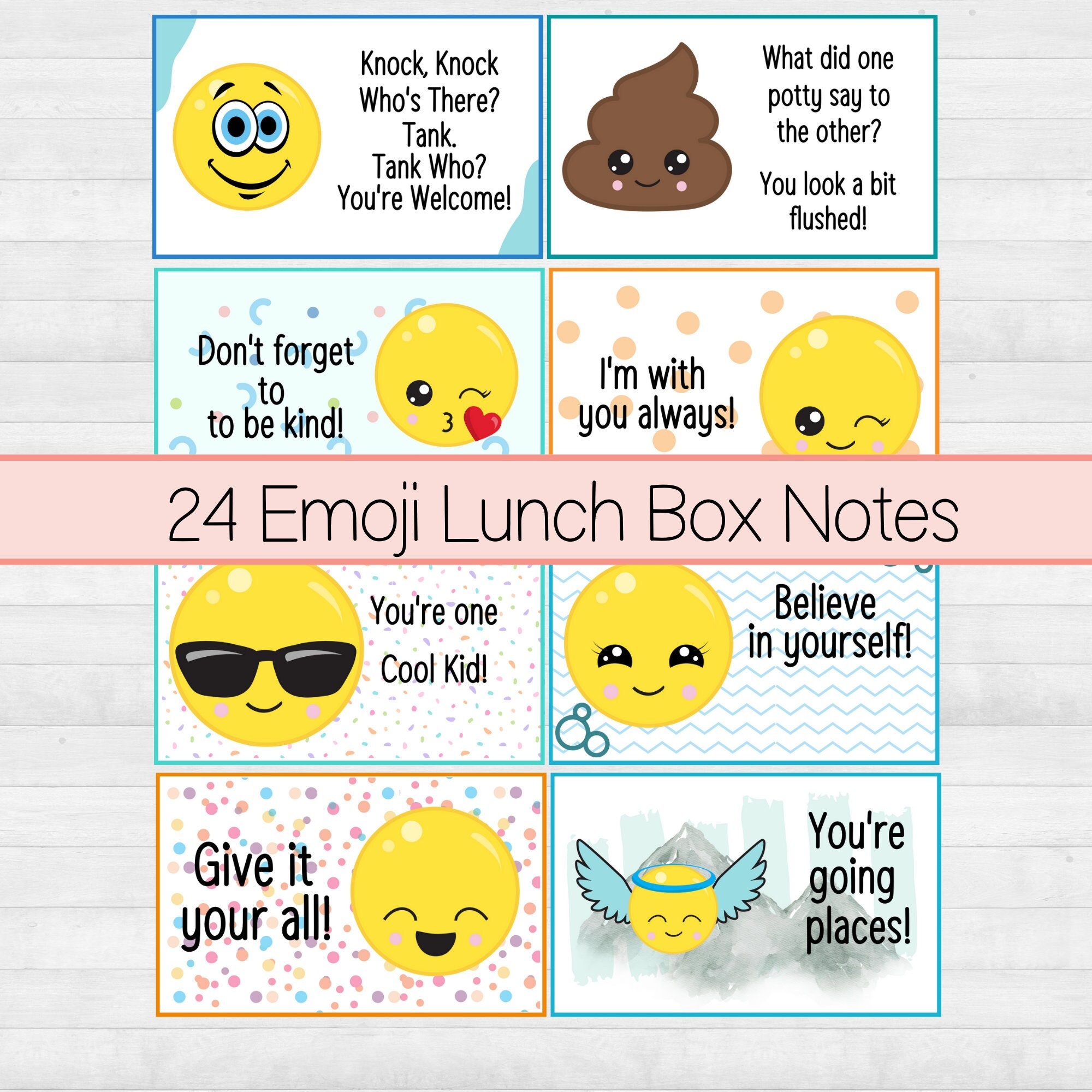 Emoji Gifts, Printable Lunchbox Notes, Lunch Box Cards for Kids ...