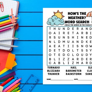 Word Search for Kids, Weather Activities, Homeschool Printables ...