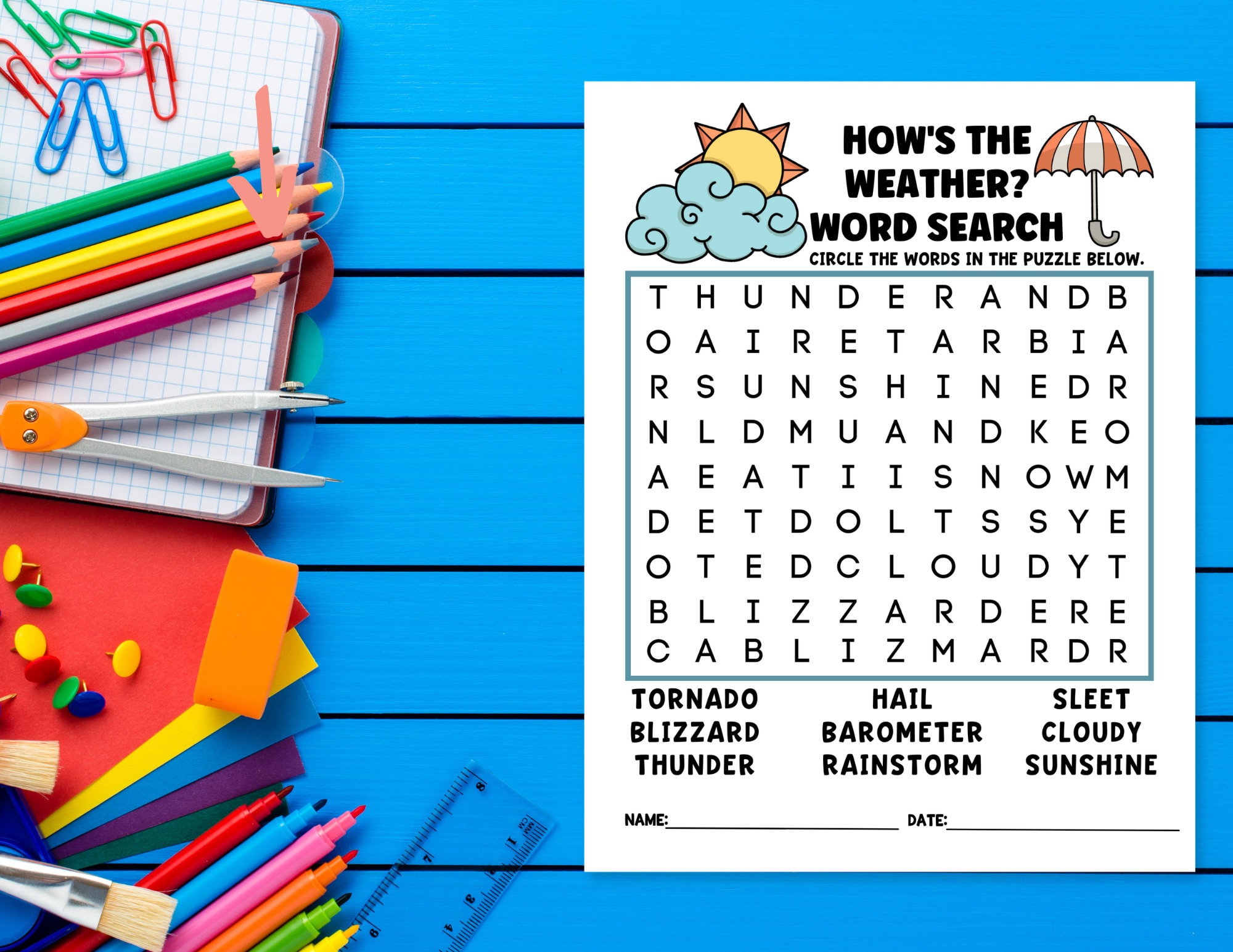 Word Search for Kids, Weather Activities, Homeschool Printables ...