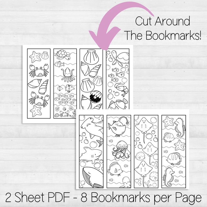 Ocean Bookmarks, Sea Coloring Bookmarks, Cheap Party Favors, Gifts ...