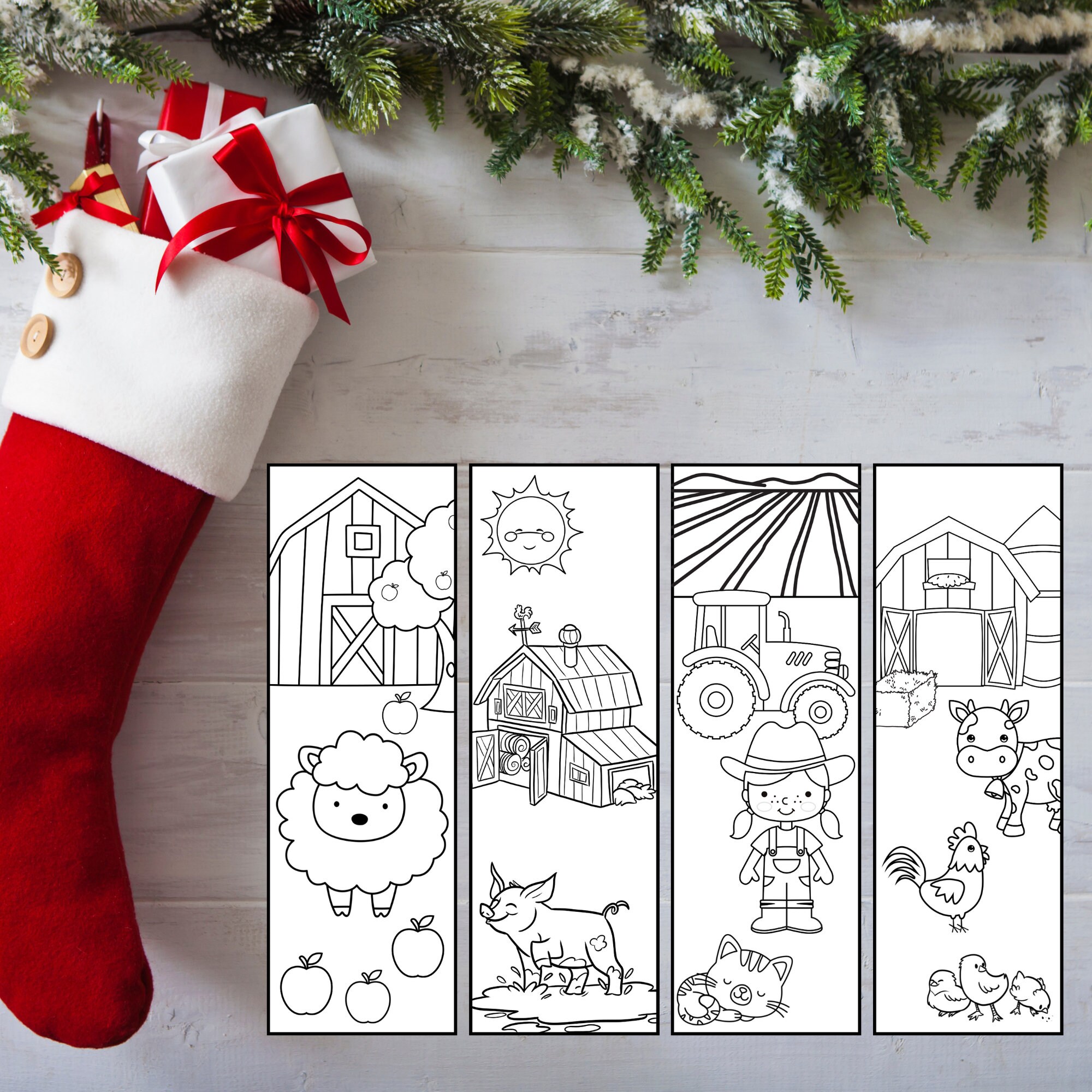 Tractor Bookmarks for Kids, Farm Party Supplies, Coloring Bookmarks ...