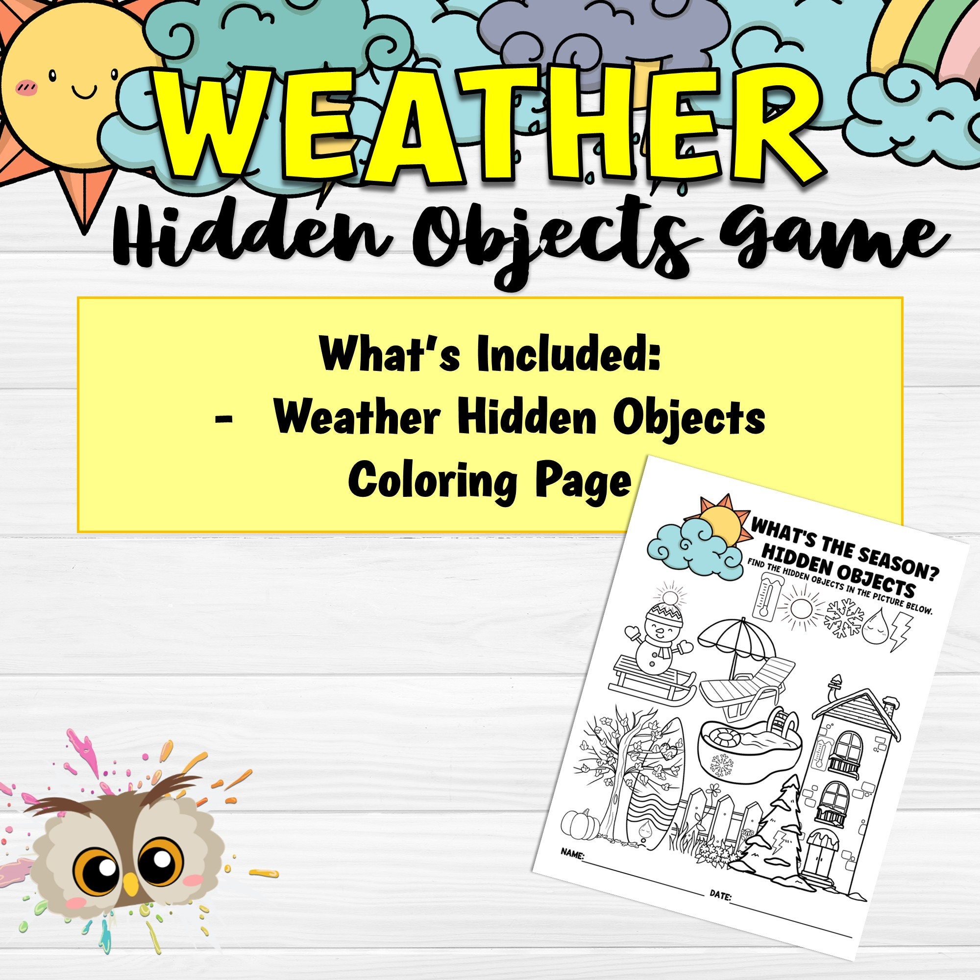 Hidden Object Game, Four Seasons Worksheets, Science Coloring Page ...