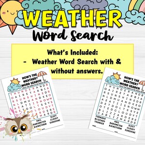 Word Search for Kids, Weather Activities, Homeschool Printables ...