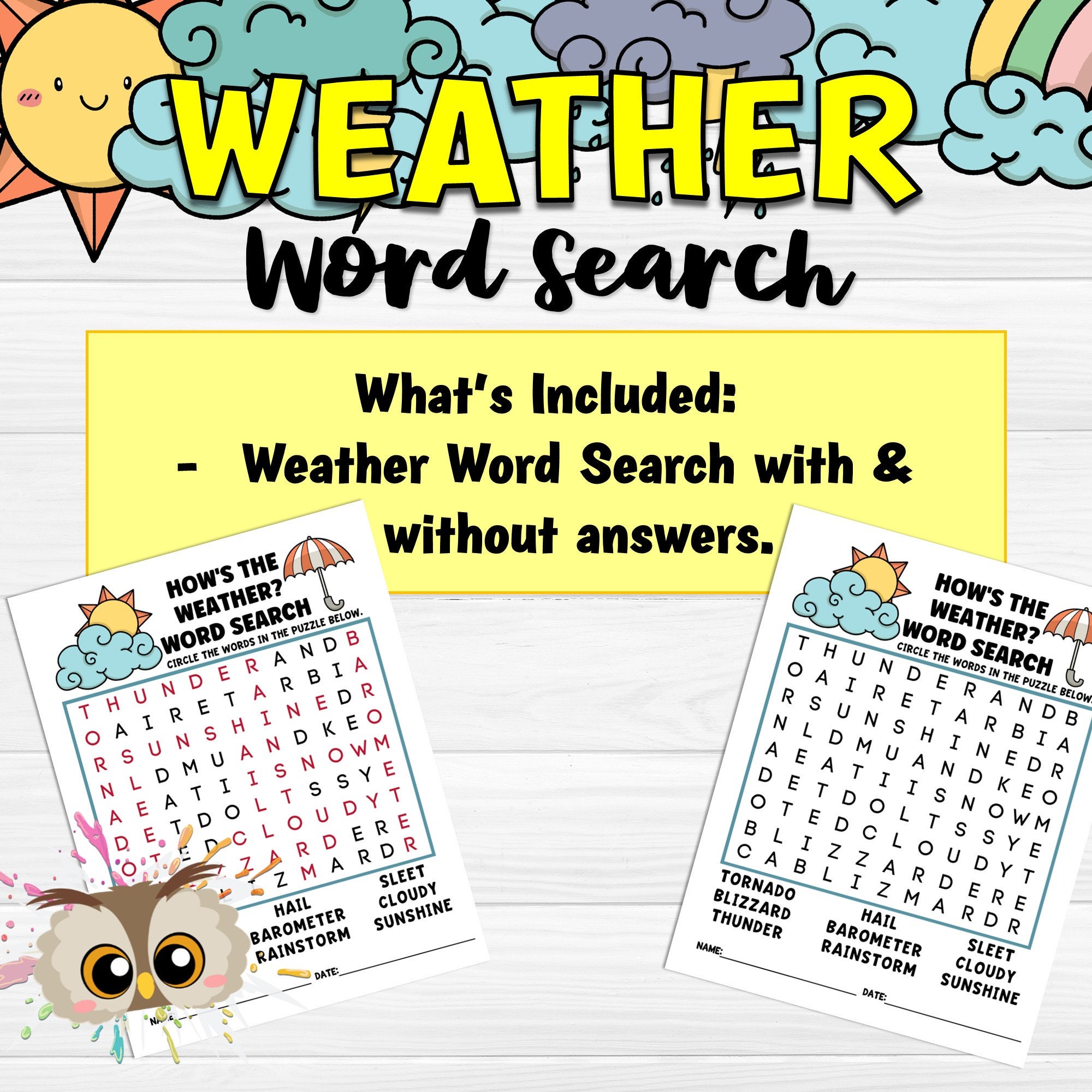 Word Search for Kids, Weather Activities, Homeschool Printables ...