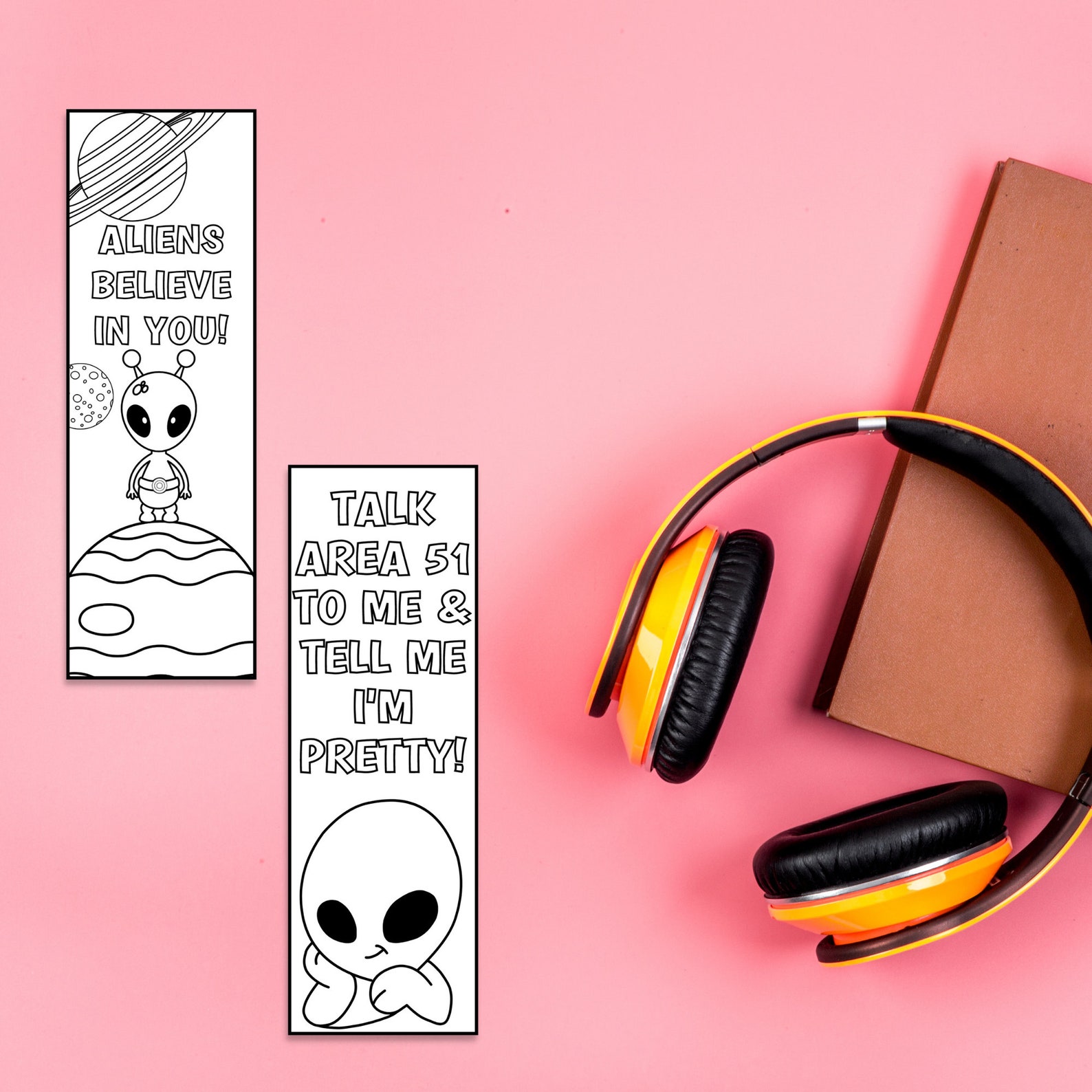 Alien Party Favors, Bookmarks to Color for Kids, UFO Gifts, Unique ...