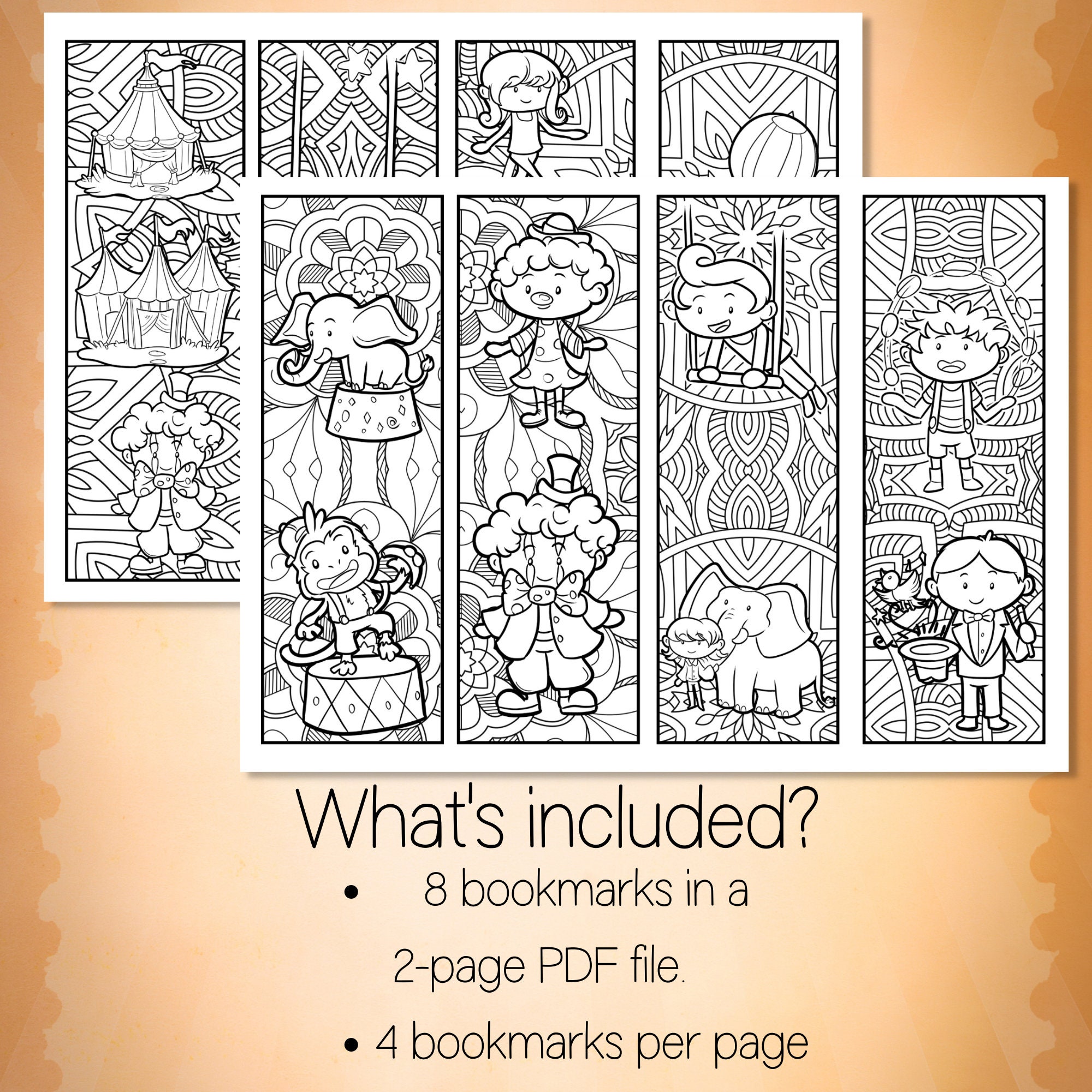 Zentangle Bookmark, Circus Birthday Party Favors, Mandala Coloring Page ...