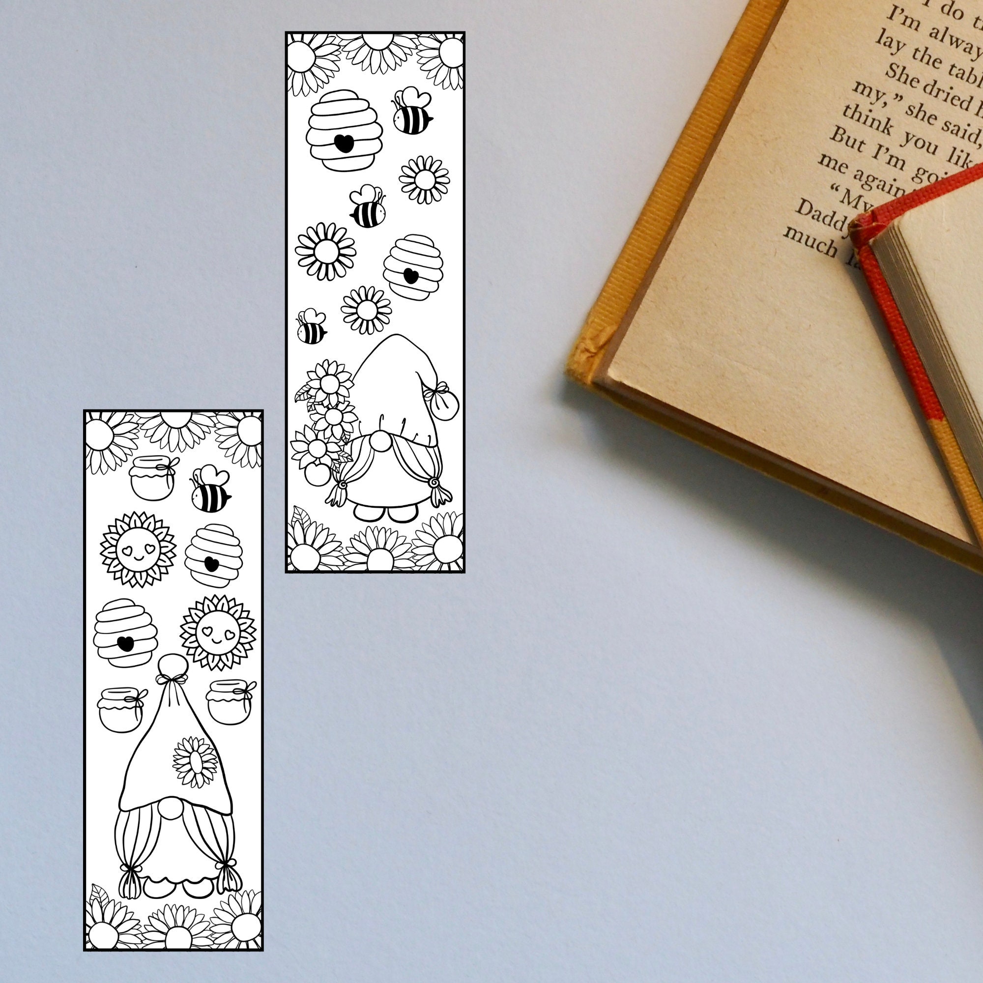Sunflower Gnome Bookmarks to Color Gifts for Gnome (Instant Download ...
