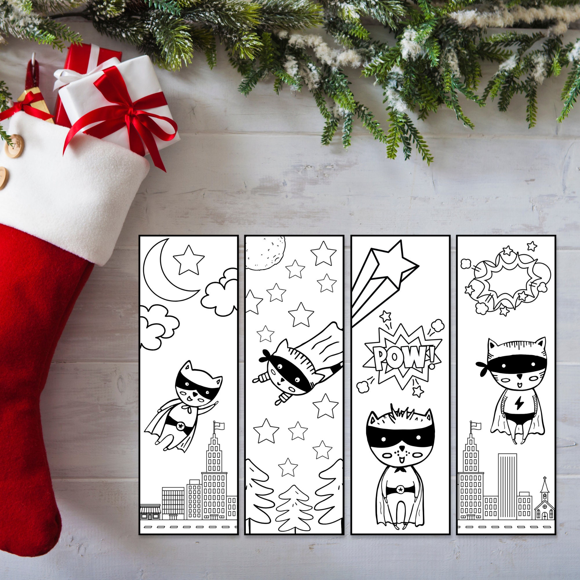 Bookmarks to Color, Superhero Party Favors, Cat Lover Gifts, Reading ...
