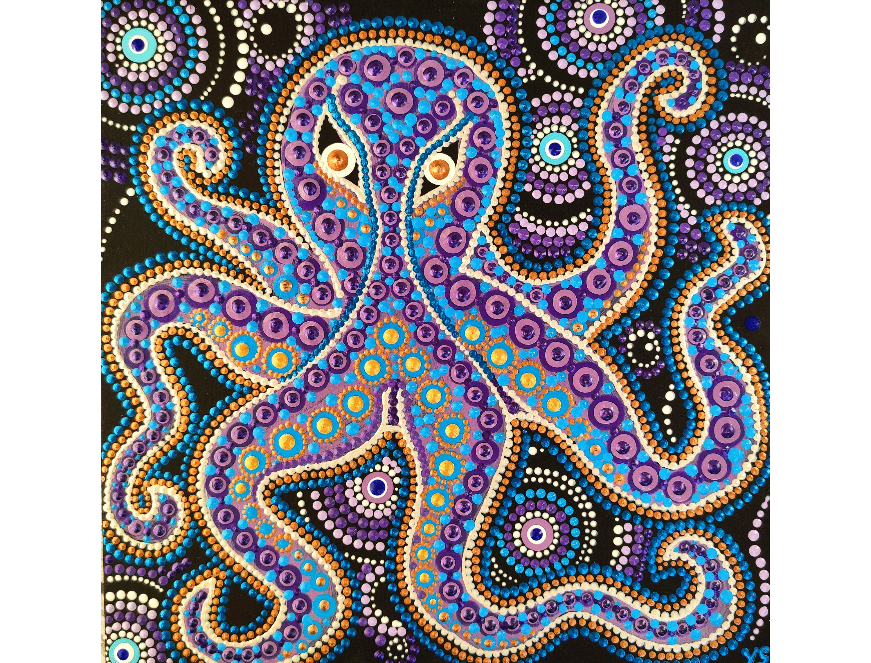 Octopus Dot Painting Original Artwork Sea Animal Dot Art 8 by | Etsy