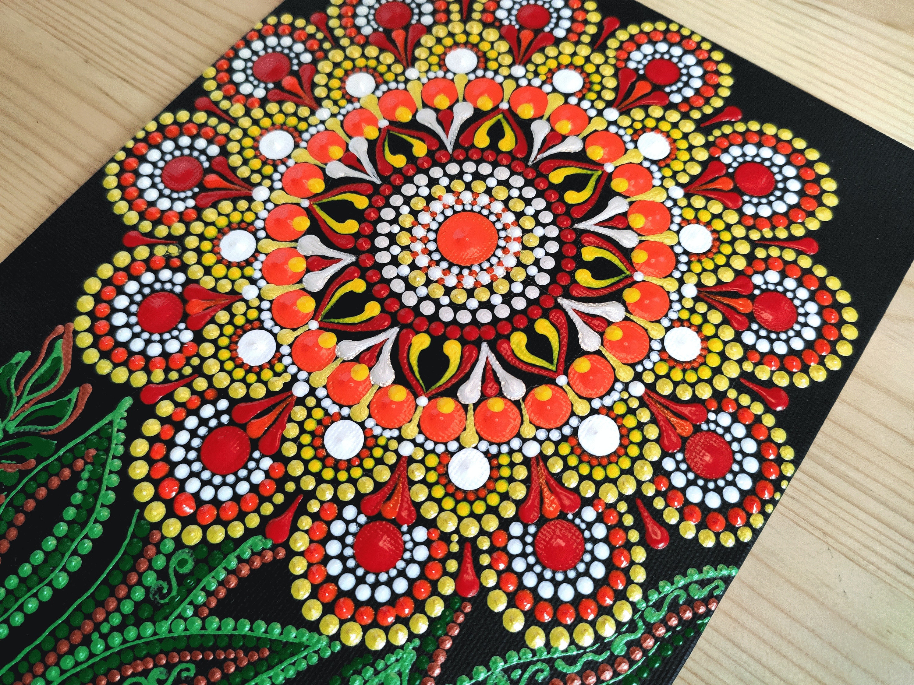 Flower Dot Painting Daisy Dot Art Mandala Floral Original Art | Etsy