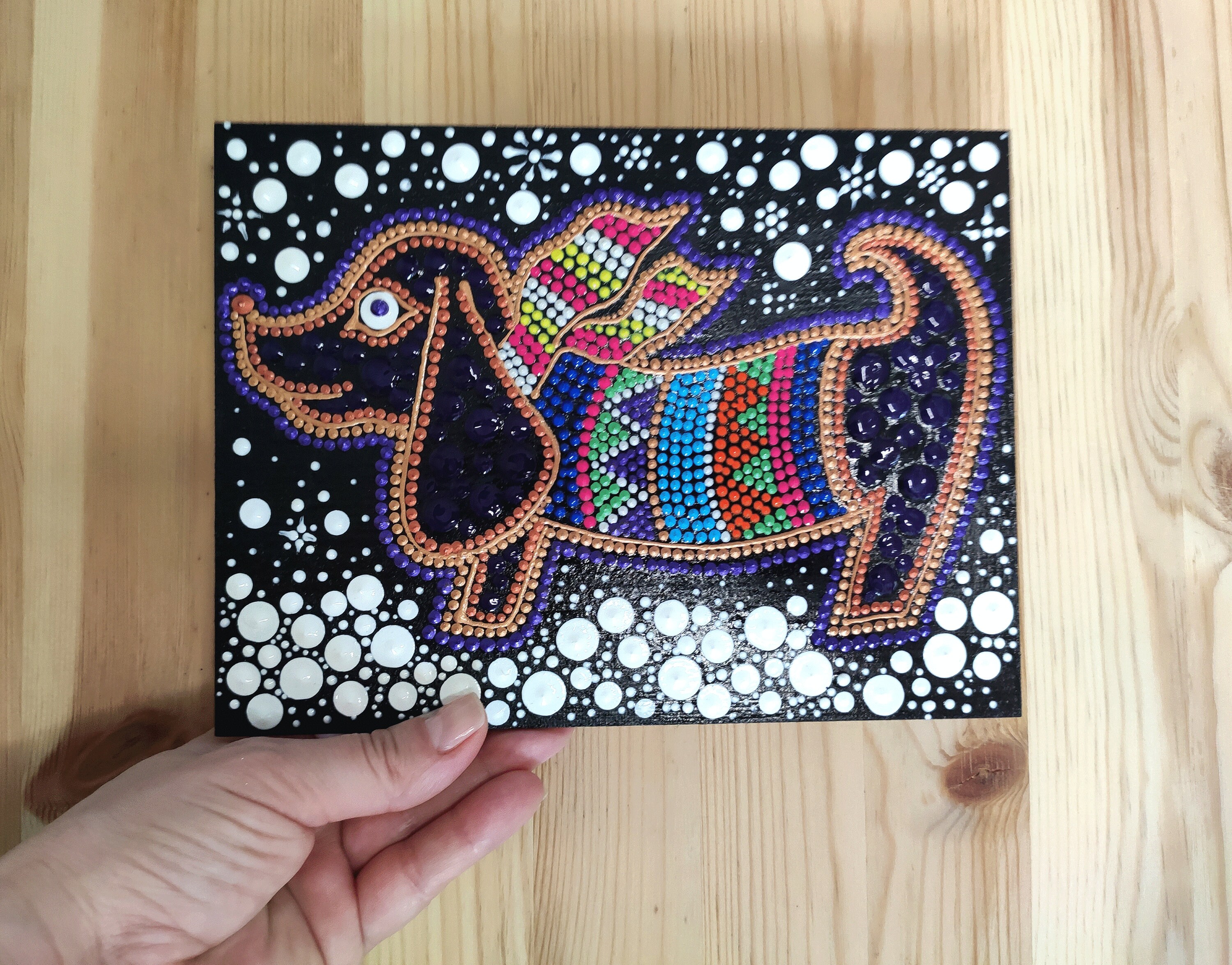 Dog Dot Painting Original Art Black Dog Painting Pet Portrait | Etsy