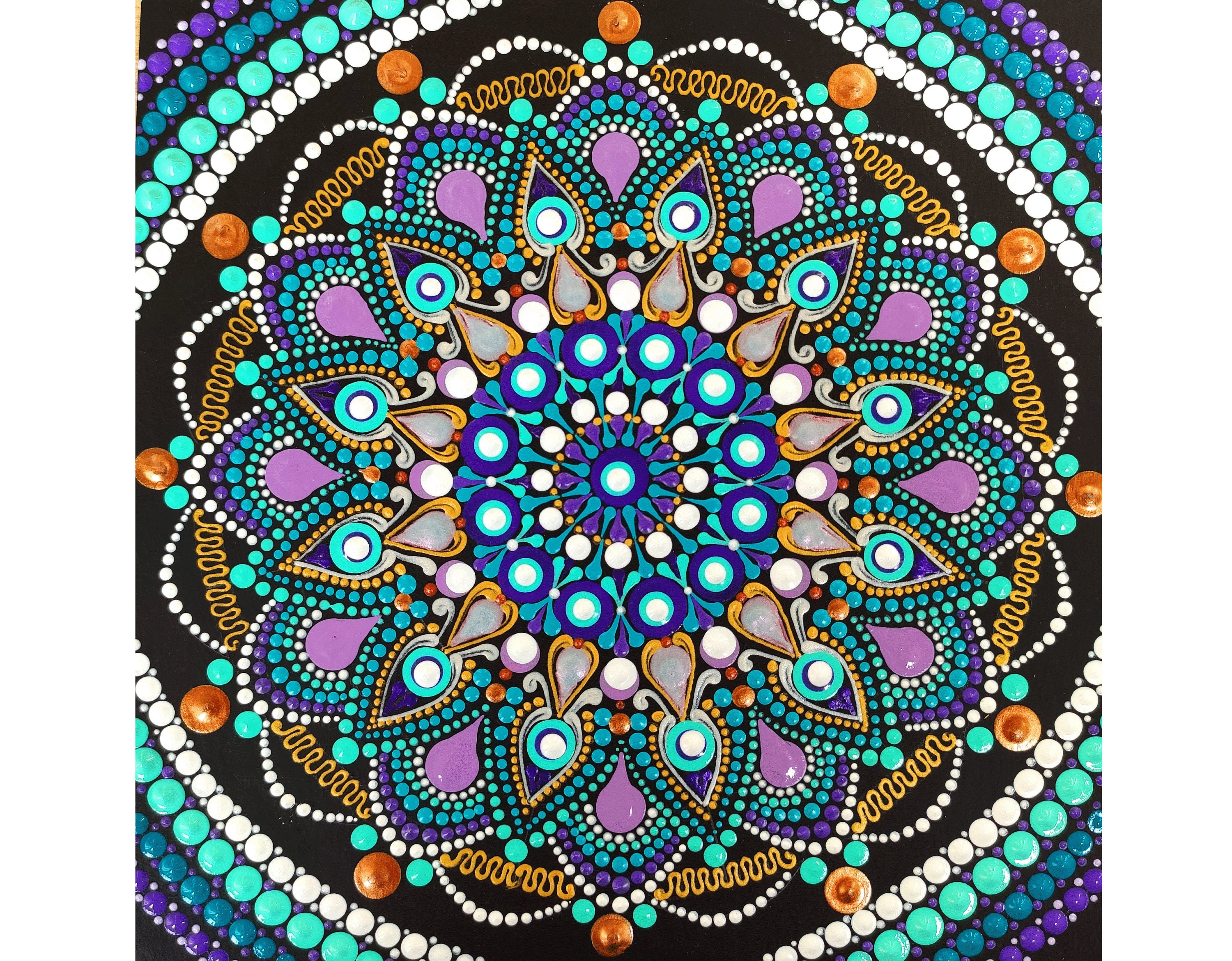 Dot Art Mandala Original Painting Acrylic Small Square Art | Etsy