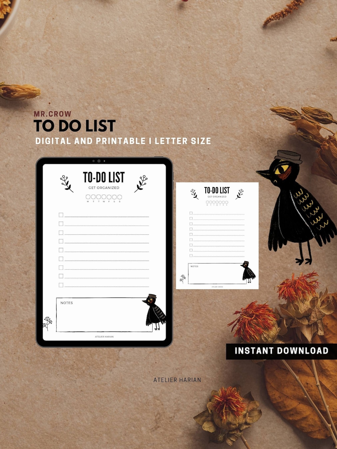 TO DO LIST Printable & Tablet Compatible Letter Size Digital Download ...
