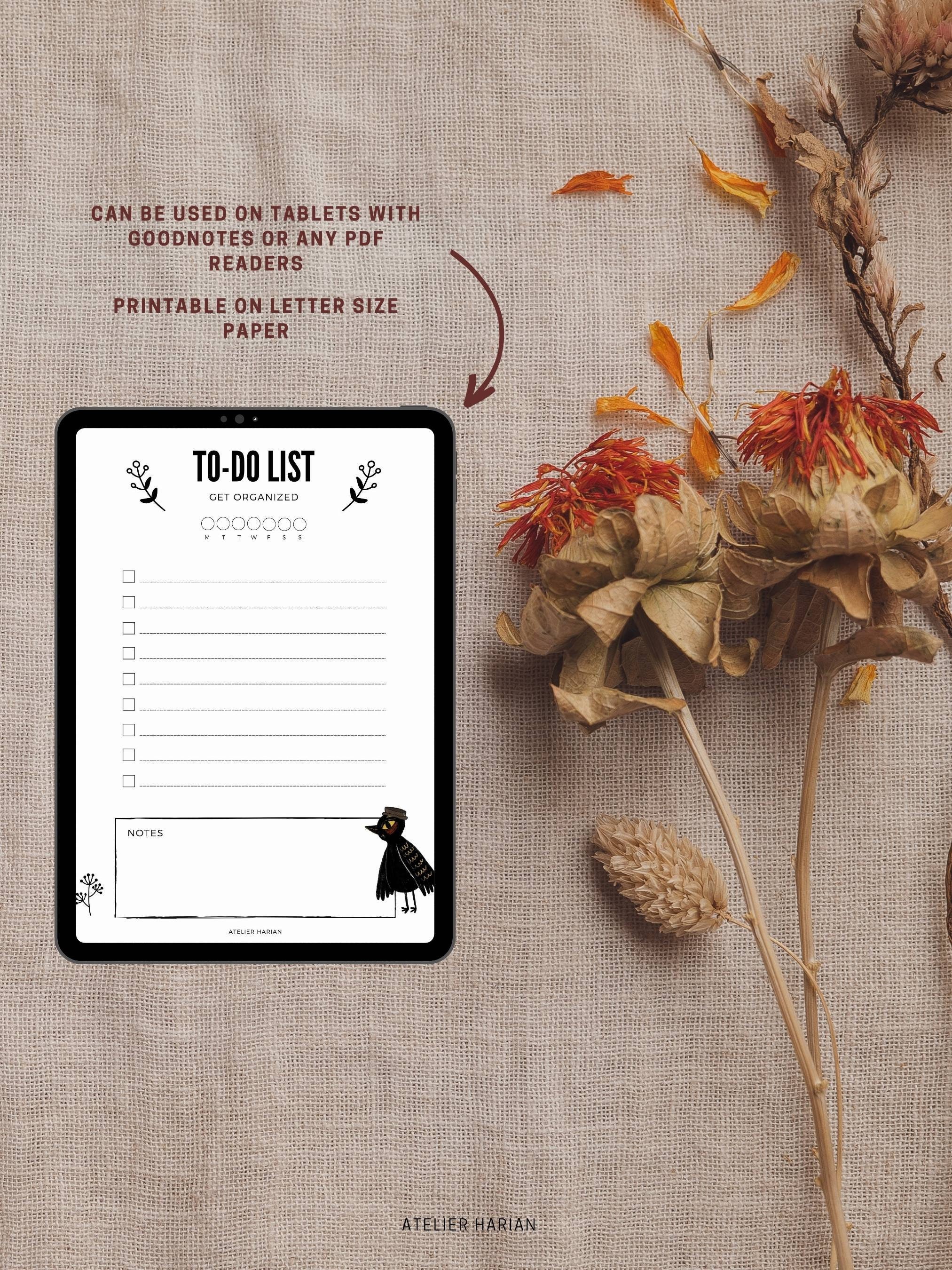 TO DO LIST Printable & Tablet Compatible Letter Size Digital Download ...