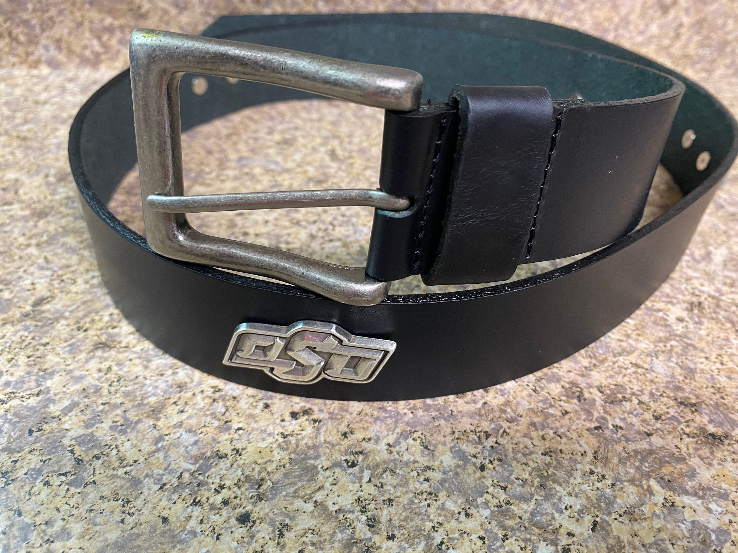 New Black Leather Belt With OSU Oklahoma State University Belt Size 38 ...