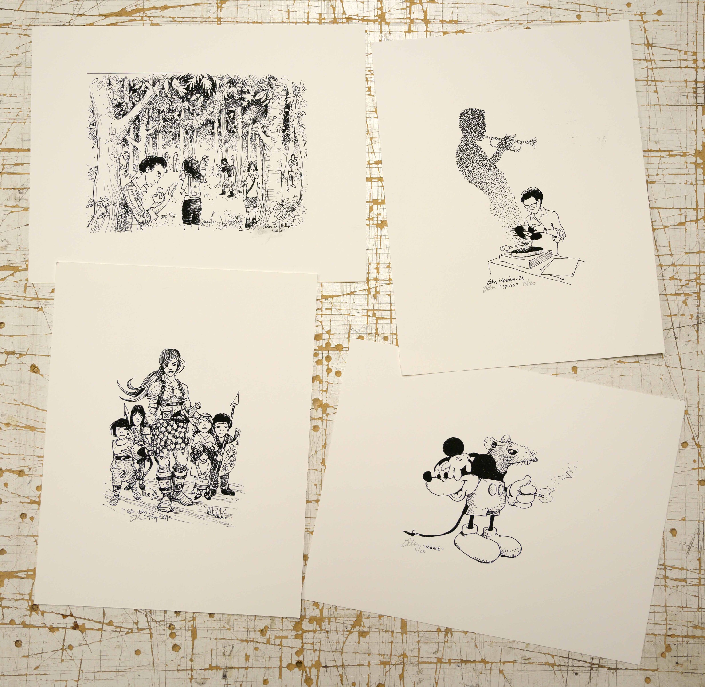 Archival Print of "wild" Ink Drawing by John Devore. Signed and ...