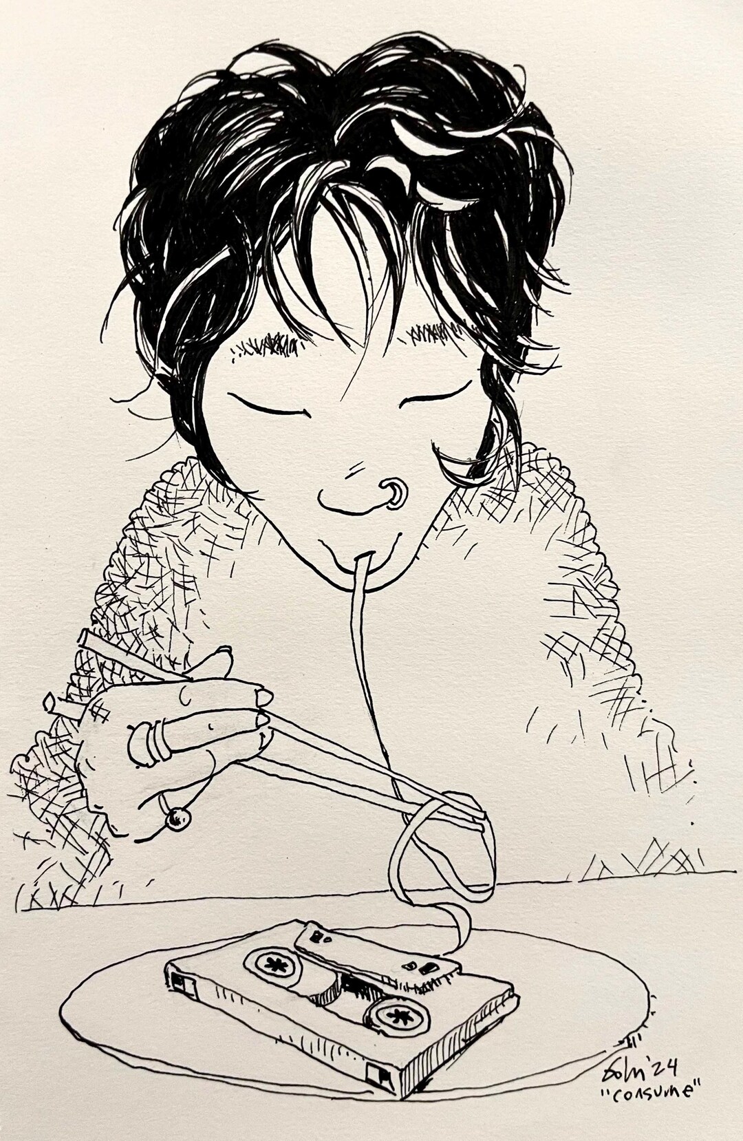 Archival Print of "consume" Ink Drawing by John Devore. Signed and ...