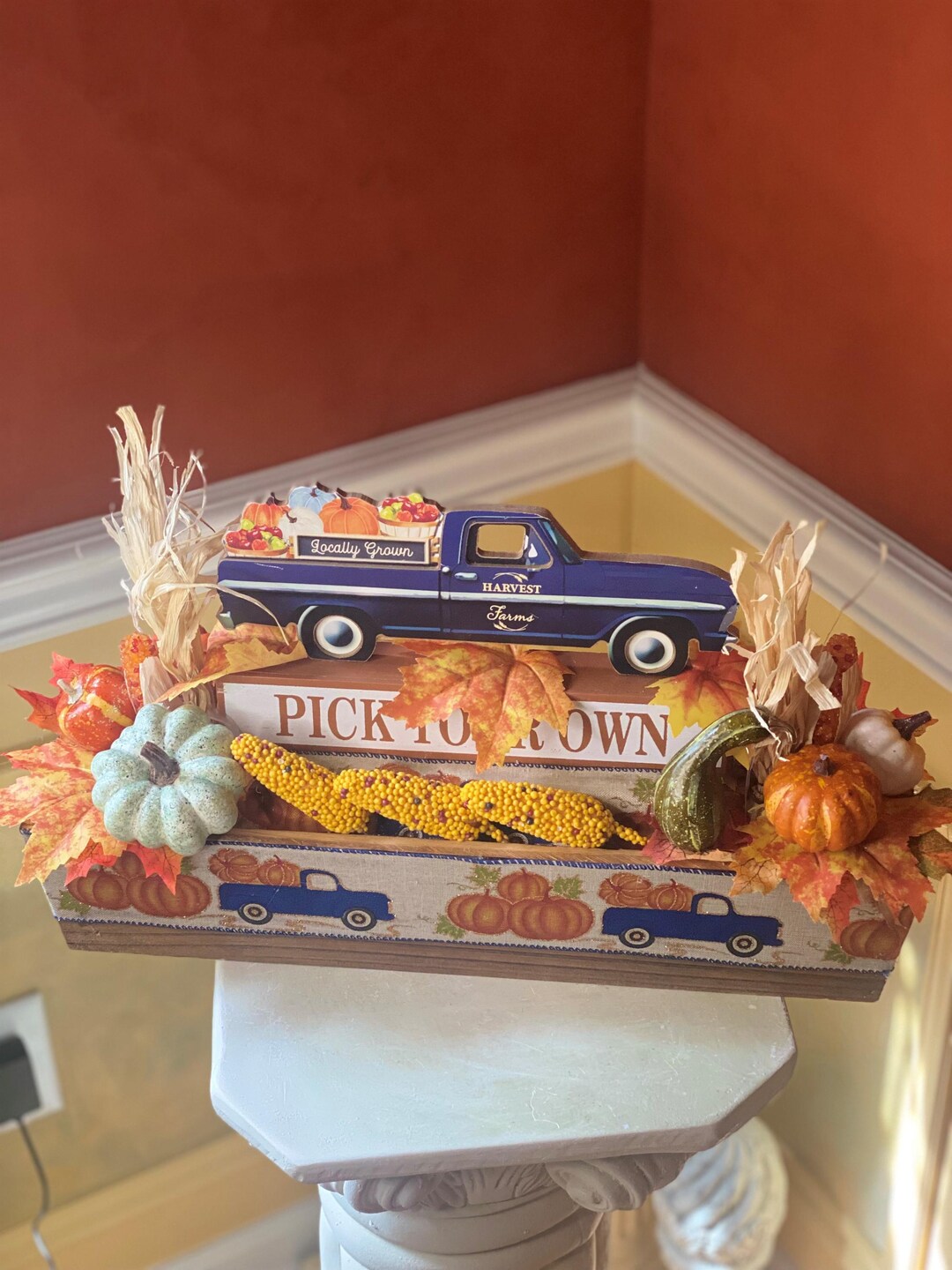 Navy Harvest Tabletop Truck - Etsy