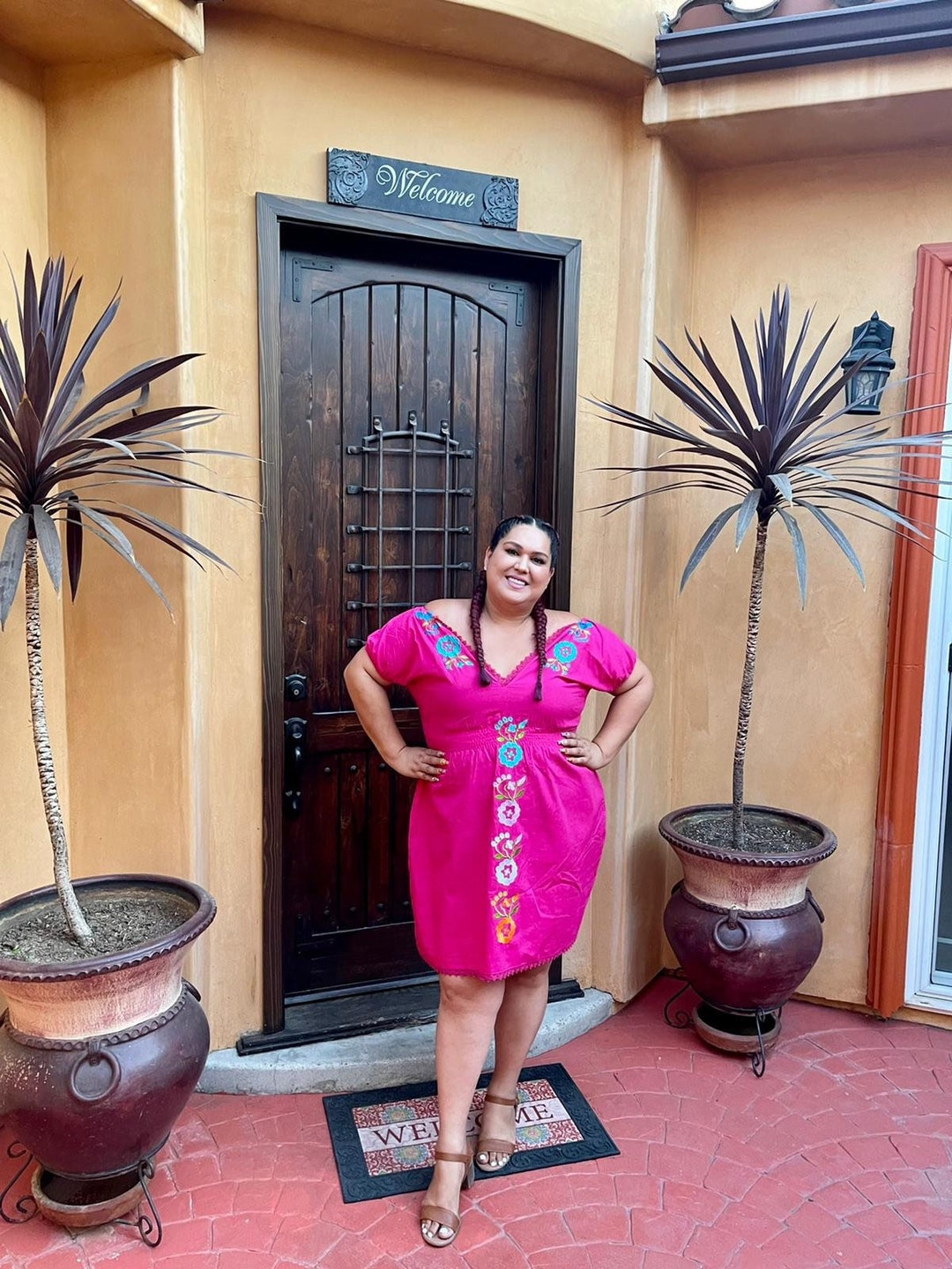 Poderosa Dress, Plus Size, Mexican Dress, Dress, Pink Dress, Floral ...