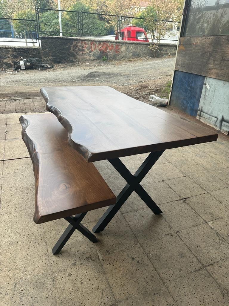 Live Edge Walnut Dining Table: Rustic Farmhouse Style - Etsy