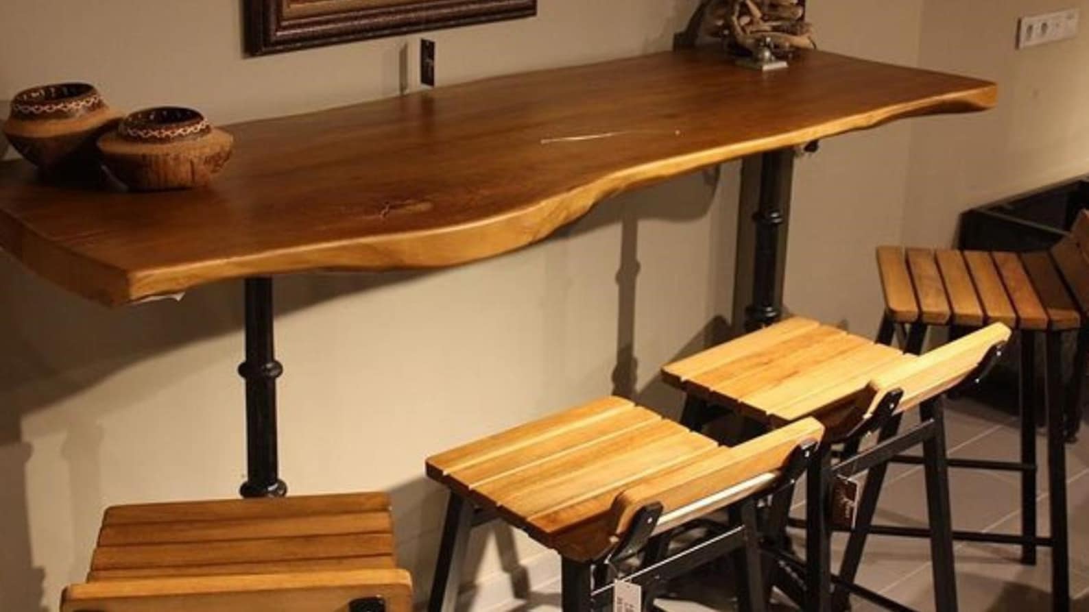 Custom Walnut Bar Table: Unique Design Pub Table - Etsy