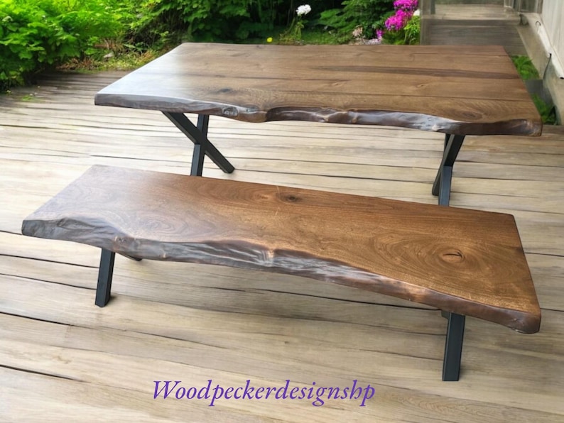 Live Edge Walnut Dining Table: Rustic Farmhouse Style - Etsy