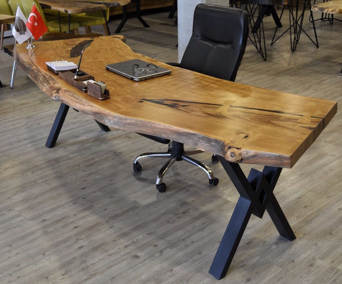 Live Edge Walnut Desk: Natural Solid Wood Office Table - Etsy Canada