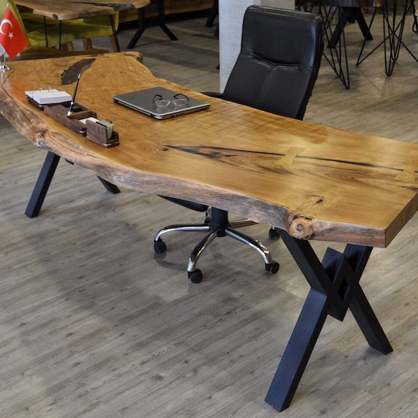 Live Edge Wood Desk - Etsy