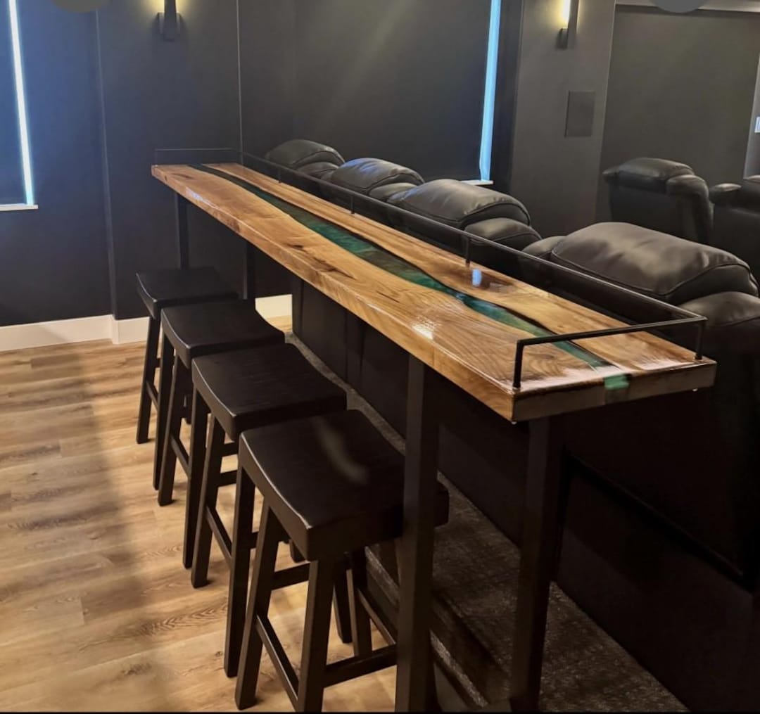 Custom Walnut Epoxy Bar Table: Unique Pub Accent Table - Etsy