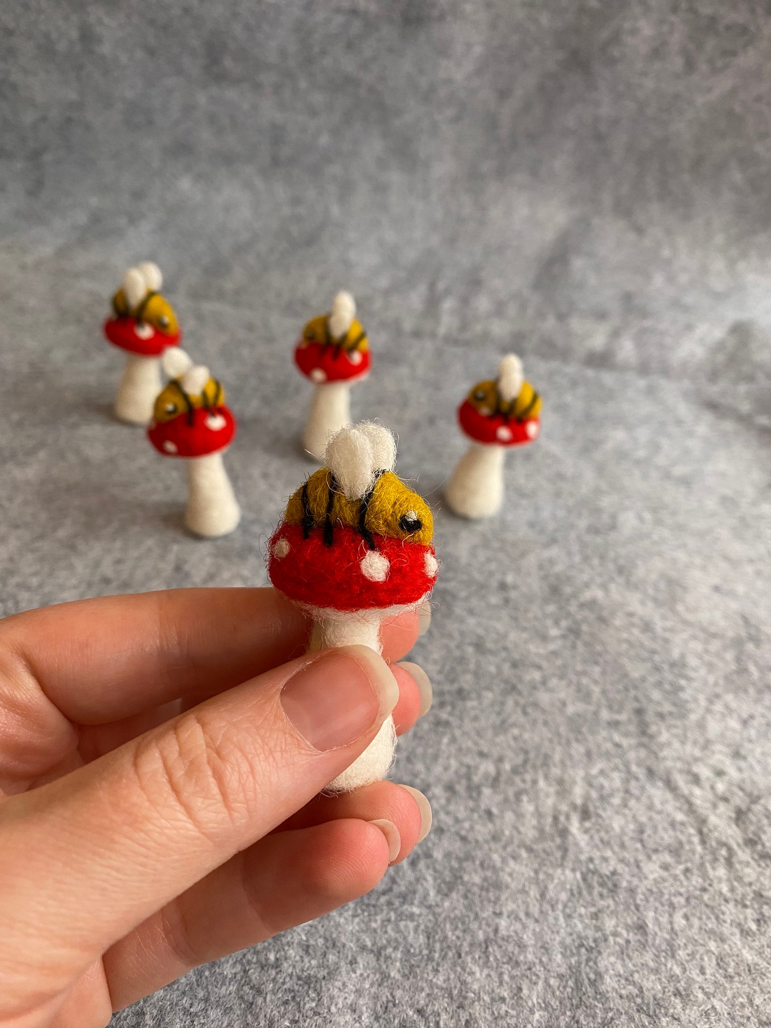 Mini Felted Toadstool With Bee - Etsy