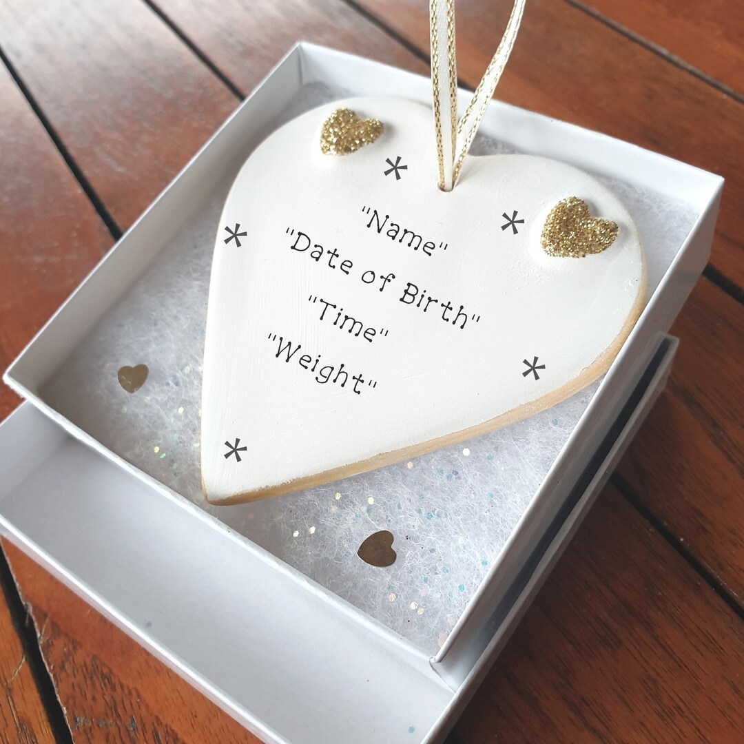 Congratulations on the Birth Personalised Ceramic Message Heart ~ Gifts ...