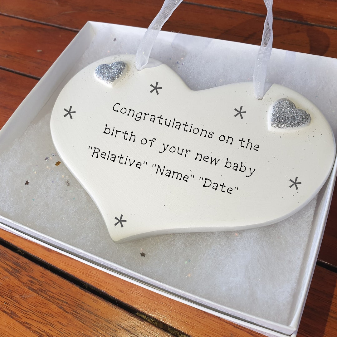 Congratulations on the Birth Personalised Ceramic Message Heart ~ Gifts ...