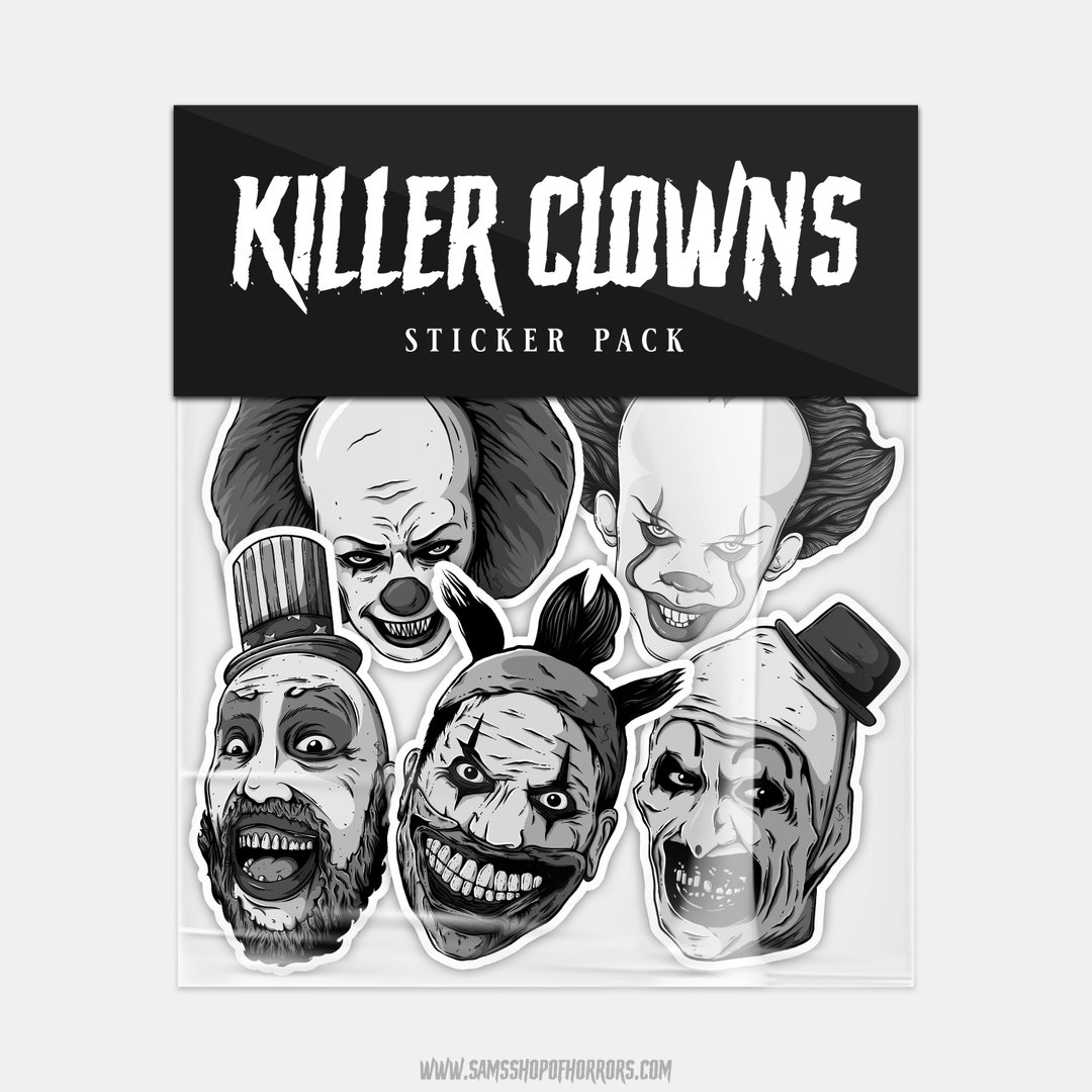 Killer Clowns Sticker Pack - Horror Clown Heads Vinyl Set - Creepy ...