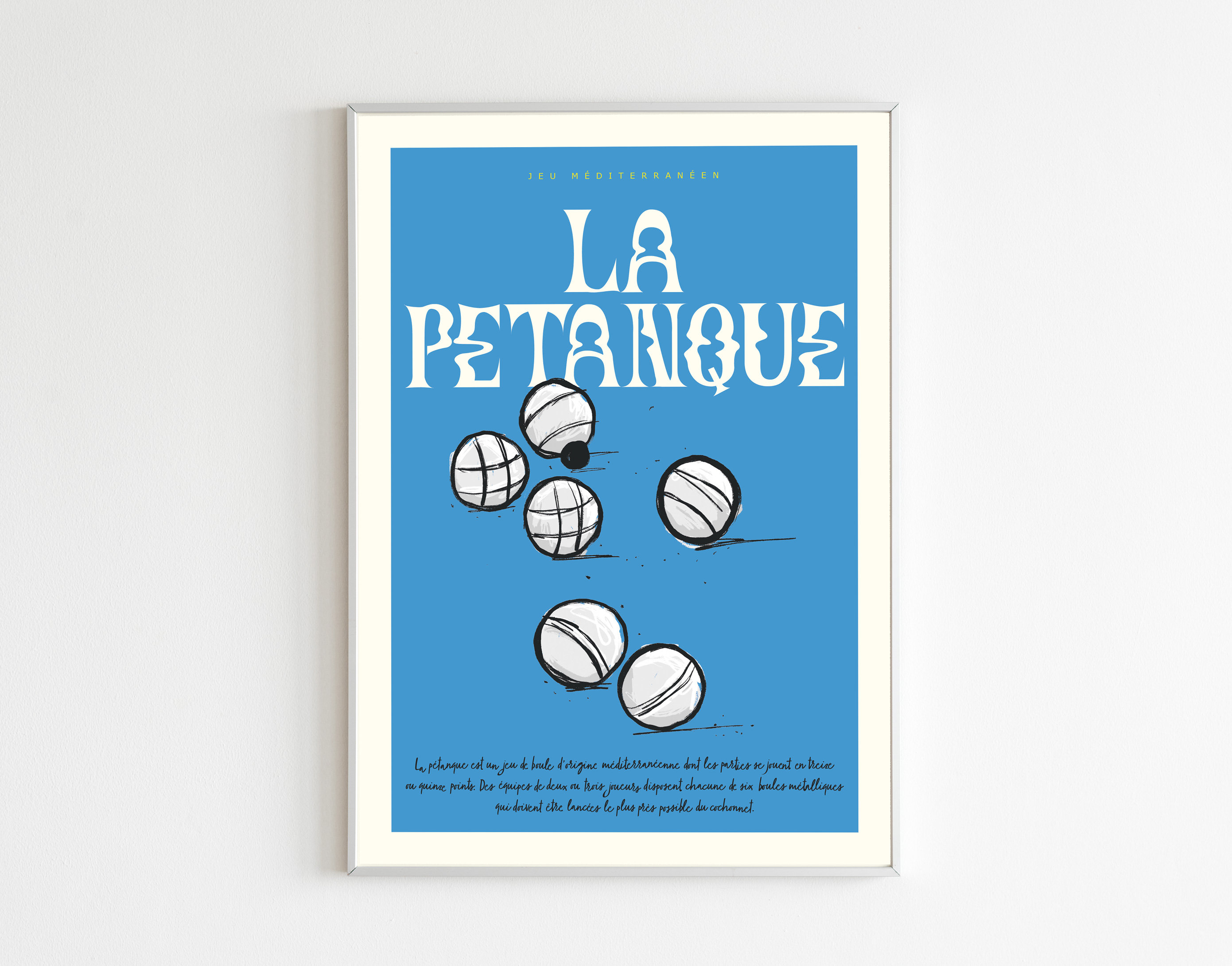 Pétanque Poster - A4 Size, Printed on Recycled Paper, Illustration of ...