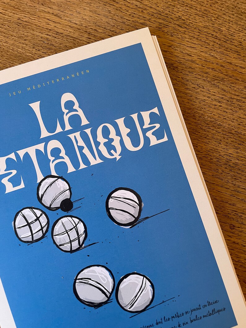 Pétanque Poster - A4 Size, Printed on Recycled Paper, Illustration of ...