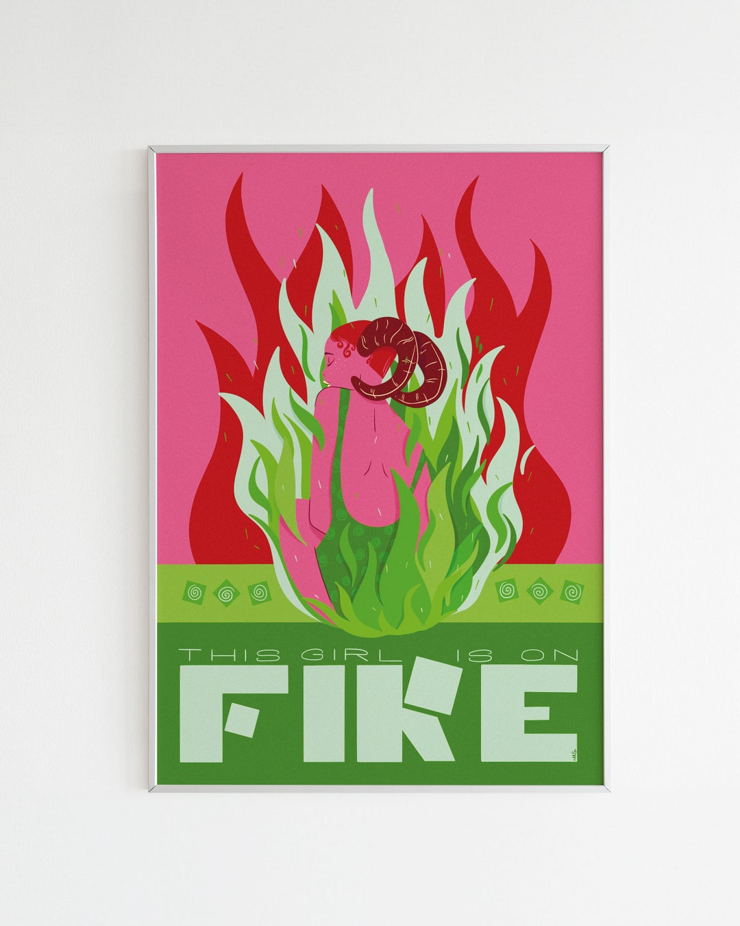A4 Poster This Girl is on Fire Poster Illustration of a Woman on Fire ...